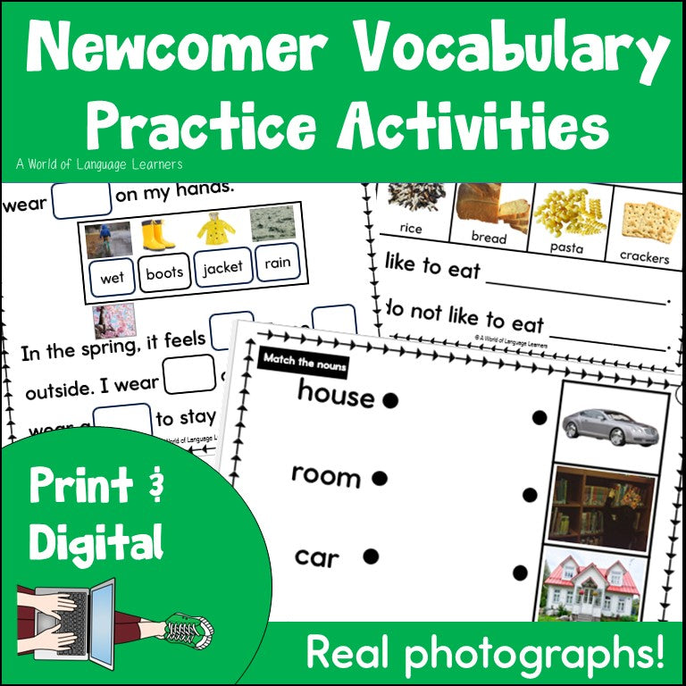 Newcomer Vocabulary Practice - ESL Speaking, Listening, Writing with P ...